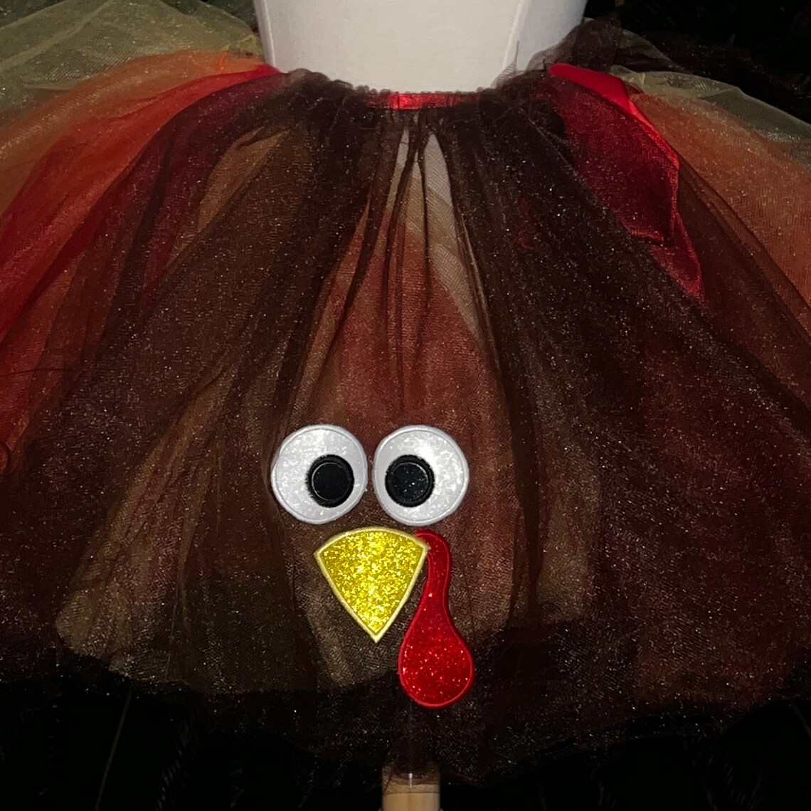 Turkey Trot Tutu | Red Yellow Orange Brown Tulle | Embroidered Turkey ...
