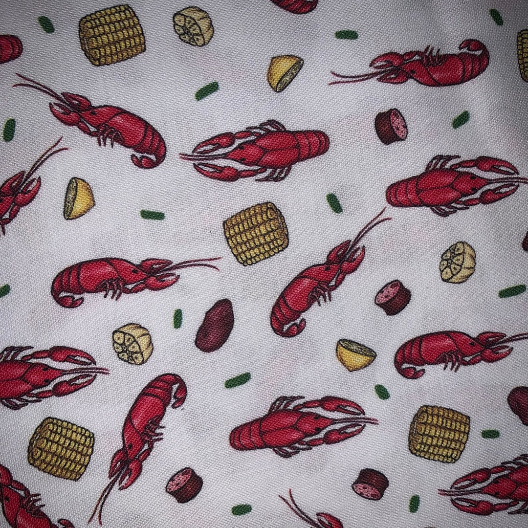 New Orleans Themed Fabric | Crawfish Corn Potato Lemon Boil| Crawfish ...