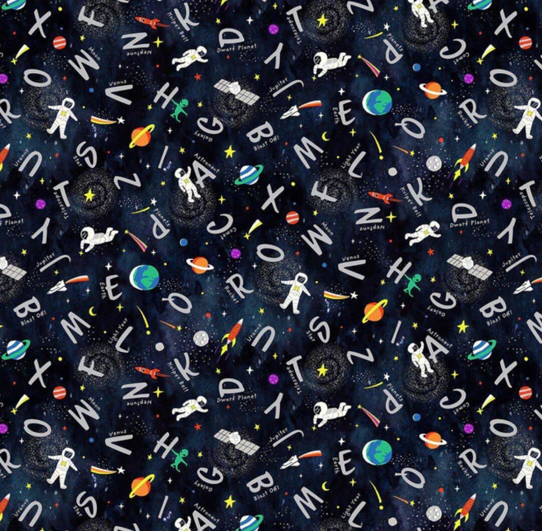Timeless Treasures | Blast Off! Black Abc Letters in Space Digital ...