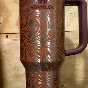 TOOLED LEATHER Stanley Custom Engraved 40 Ounce Tumbler in Hammertone ...