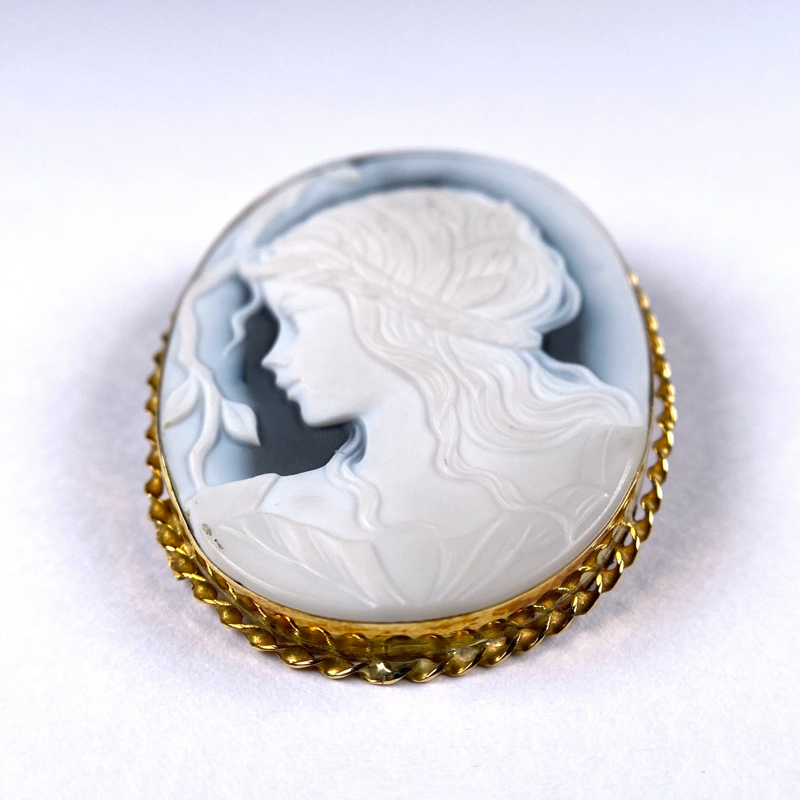 Natural Agate Cameo With Solid 18K Gold Vintage Pendant - Etsy