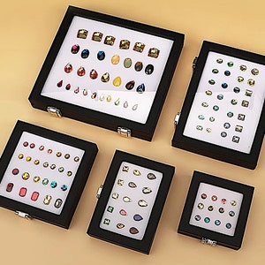 Top Glass Gemstone Gem Display Box Storage Tool Coin Jar US Free ...