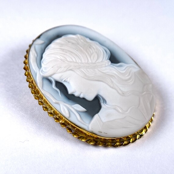 Natural Agate Cameo with Solid 18K Gold Vintage Pendant | Etsy