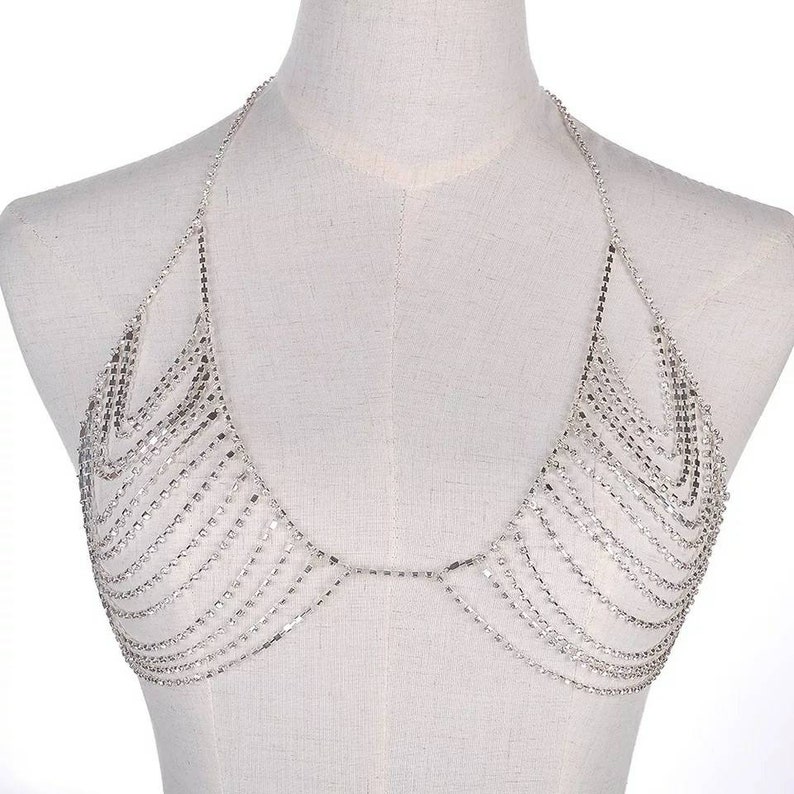 Rhinestone Sparkling Bra Rhinestone Sexy Body Chain Bra Etsy