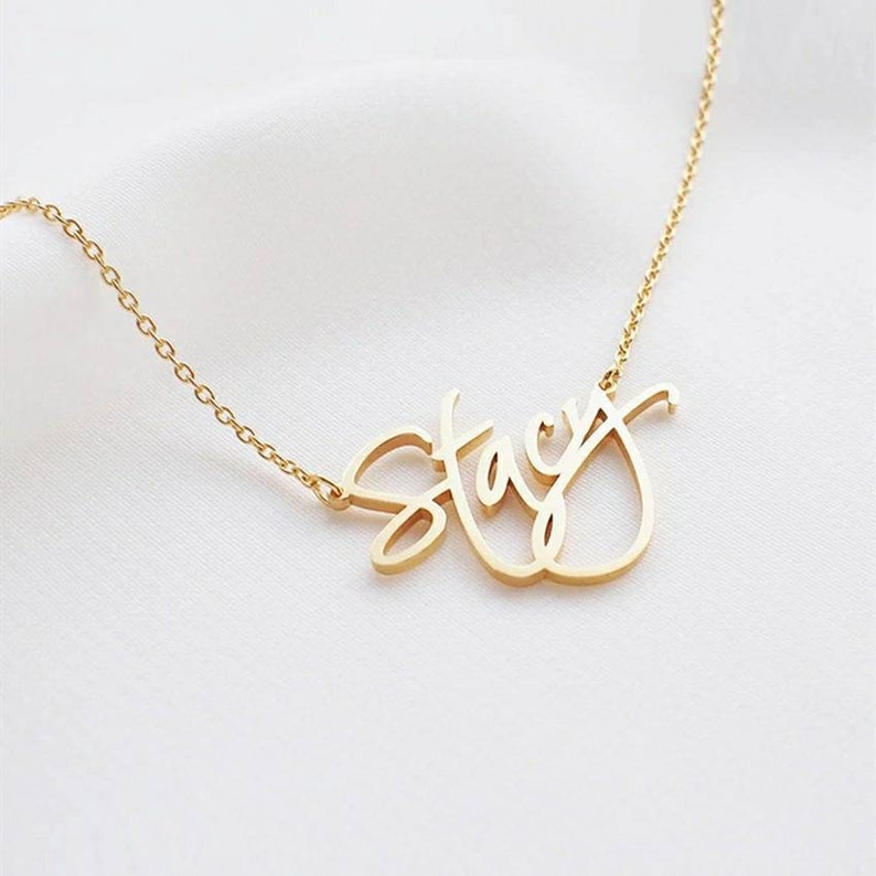 Custom Cursive Name Necklace Personalized Stainless Steel Gold Etsy