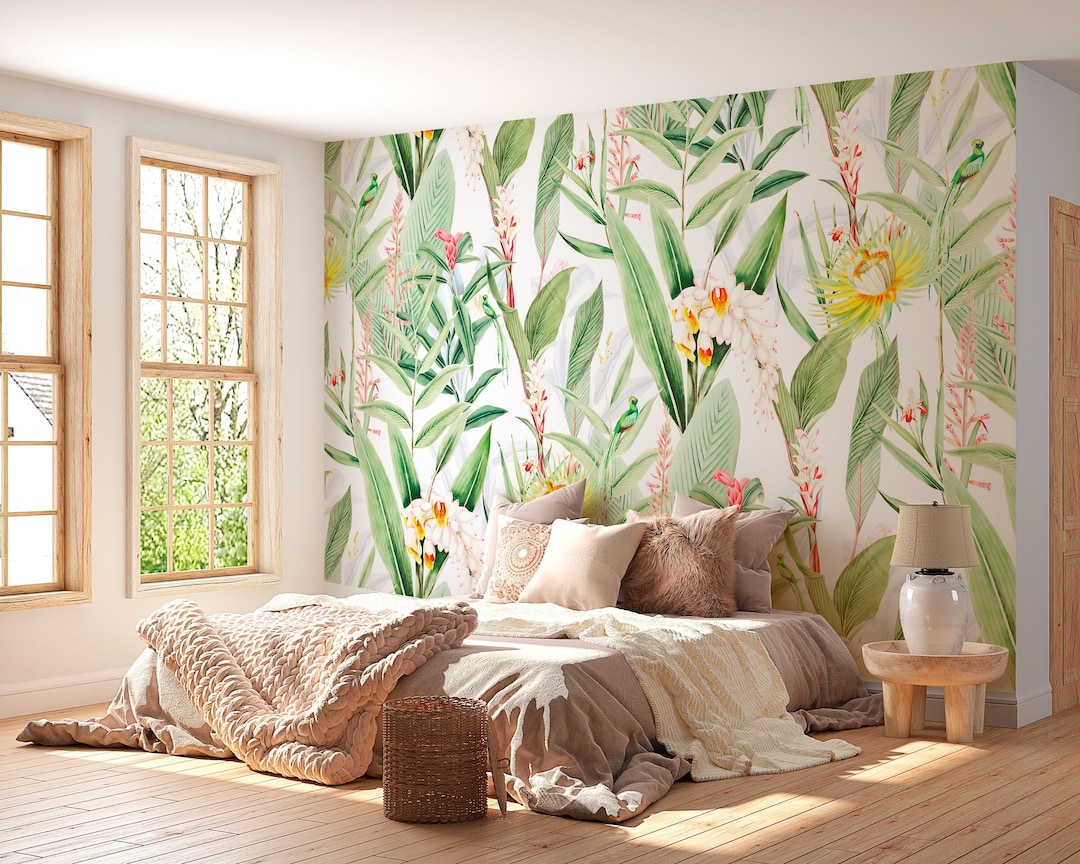 Flower Wallpaper, Wallpaper Peel and Stick Floral, Wildflower Mural ...