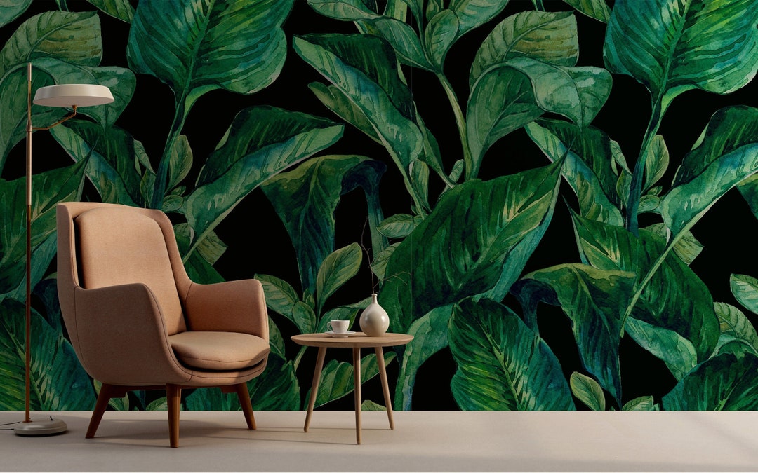 Botanical Wallpaper,big Leaves Wallpaper, Tropical Wallpaper Peel and ...