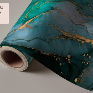 Peel and Stick Wallpaper Marble, Self Adhesive Wallpaper Mural, Green ...