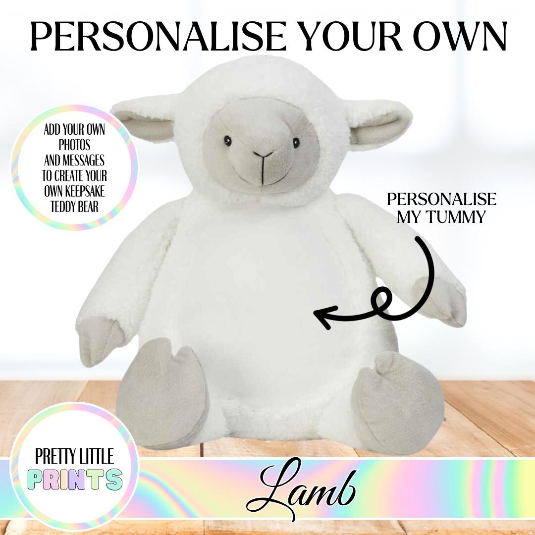 Personalised Lamb Teddy, Personalised Teddy, Plush, Gift, Photo Teddy ...