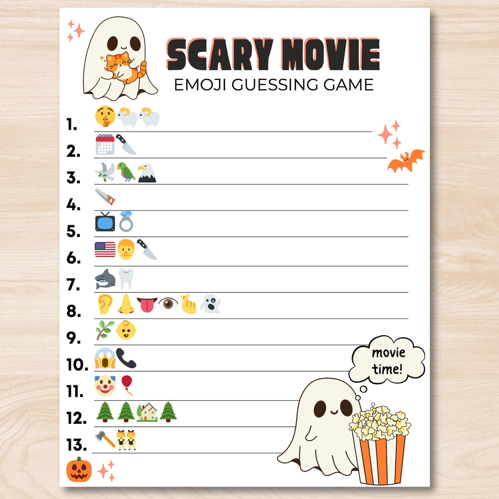 Guess the Scary Movie - Halloween Emoji Pictionary Guessing Game - Etsy