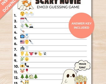 Horror Movie Emoji Pictionary, Halloween Printable Game, Scary Movie ...
