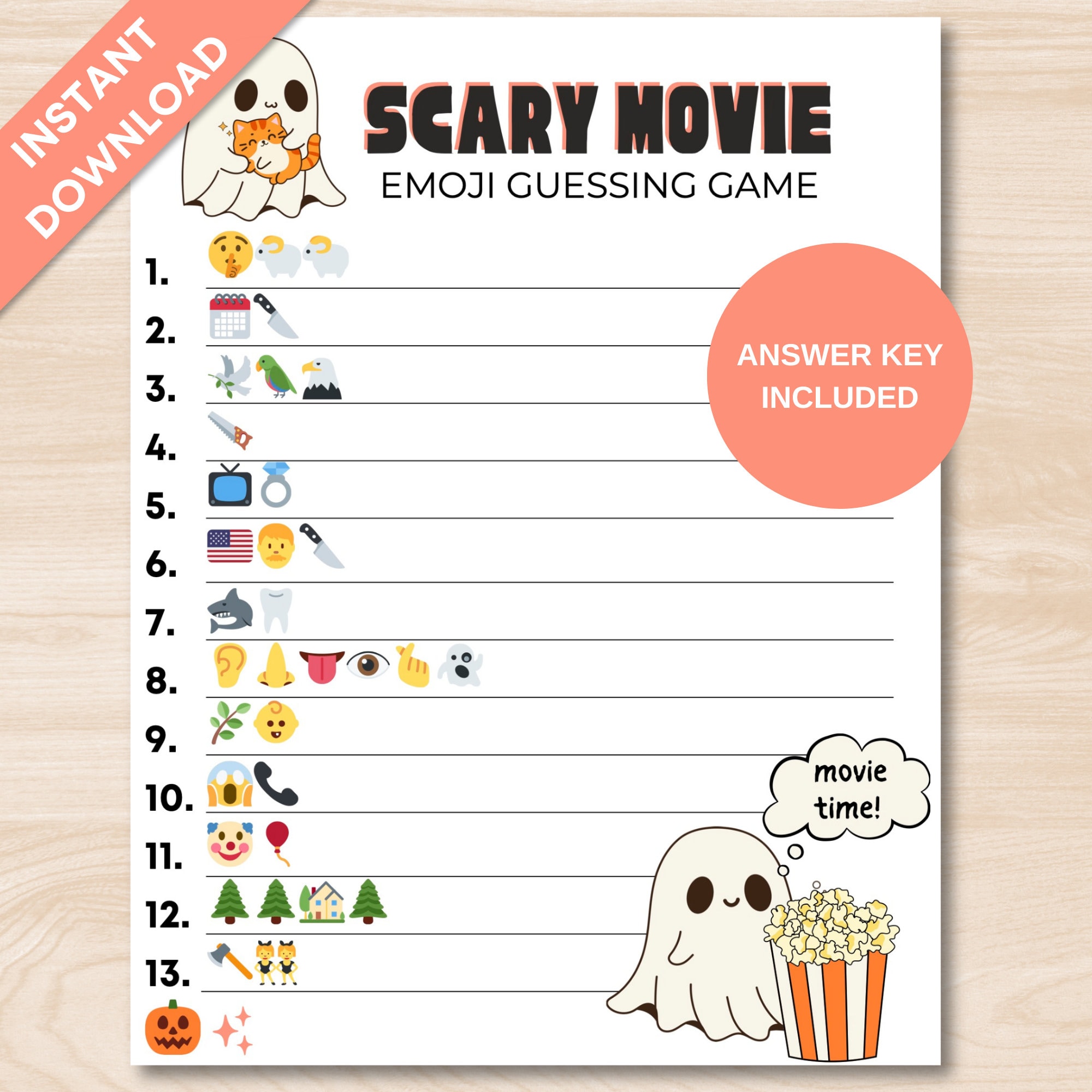 Guess the Scary Movie - Halloween Emoji Pictionary Guessing Game - Etsy