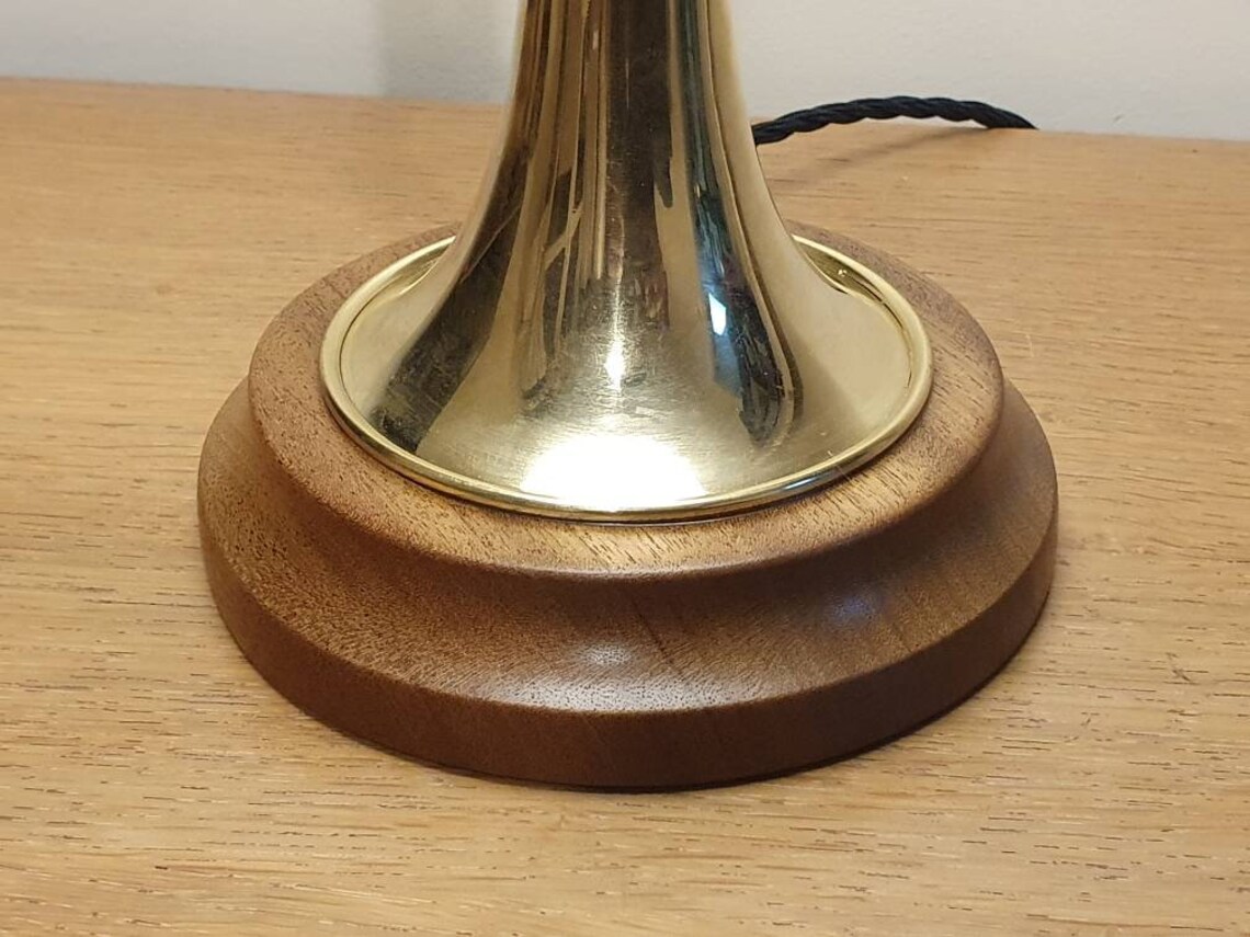 Trumpet Lamp, Gold / Brass With Walnut Base, New - Etsy UK