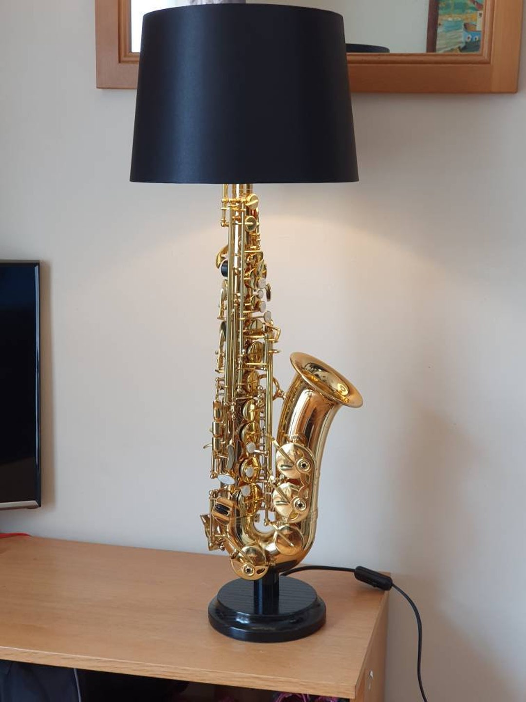 Saxophone Lamp, Alto, Gold With Round Black Base - Etsy UK