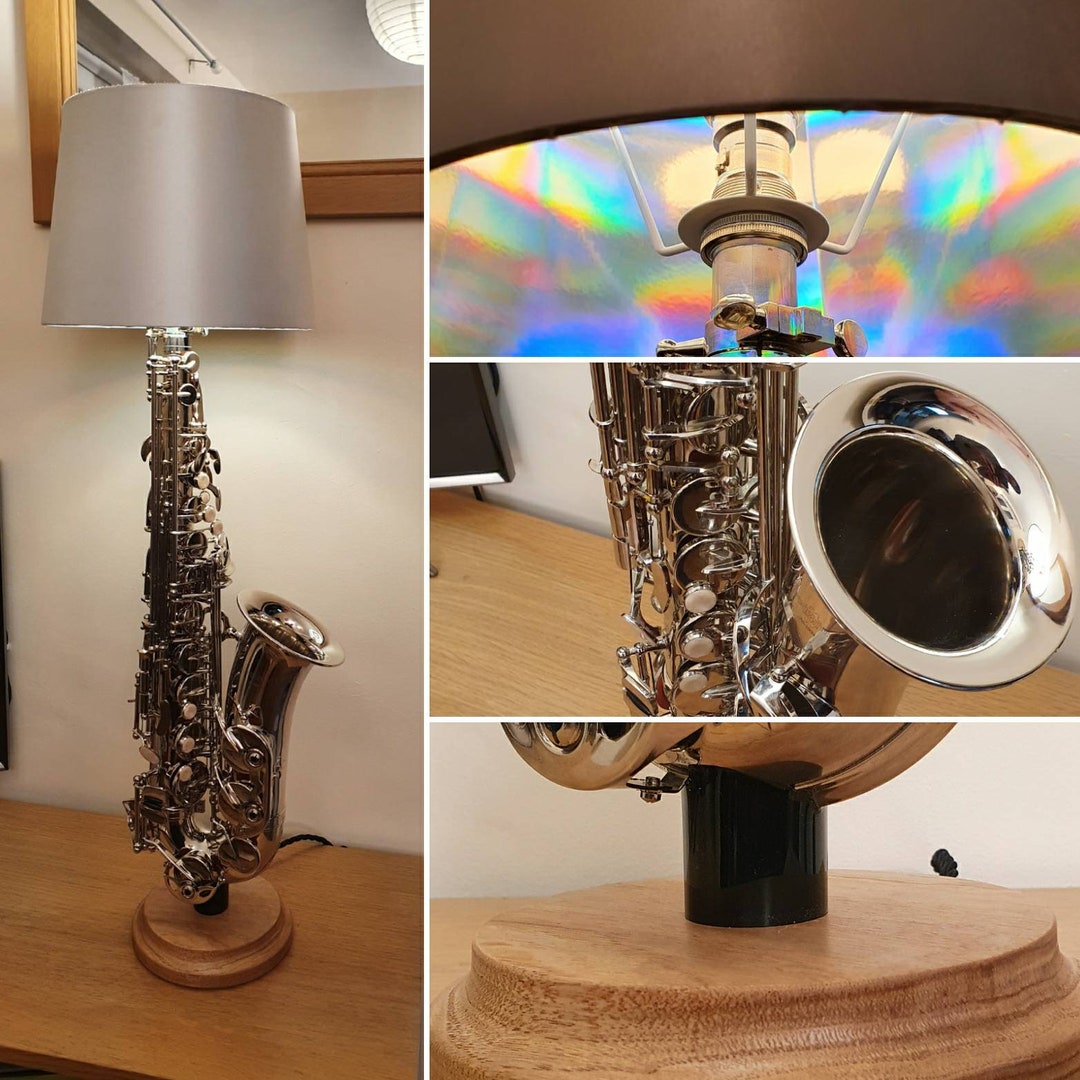 New Silver Saxophone Lamp With Hardwood Base No Lampshade - Etsy UK