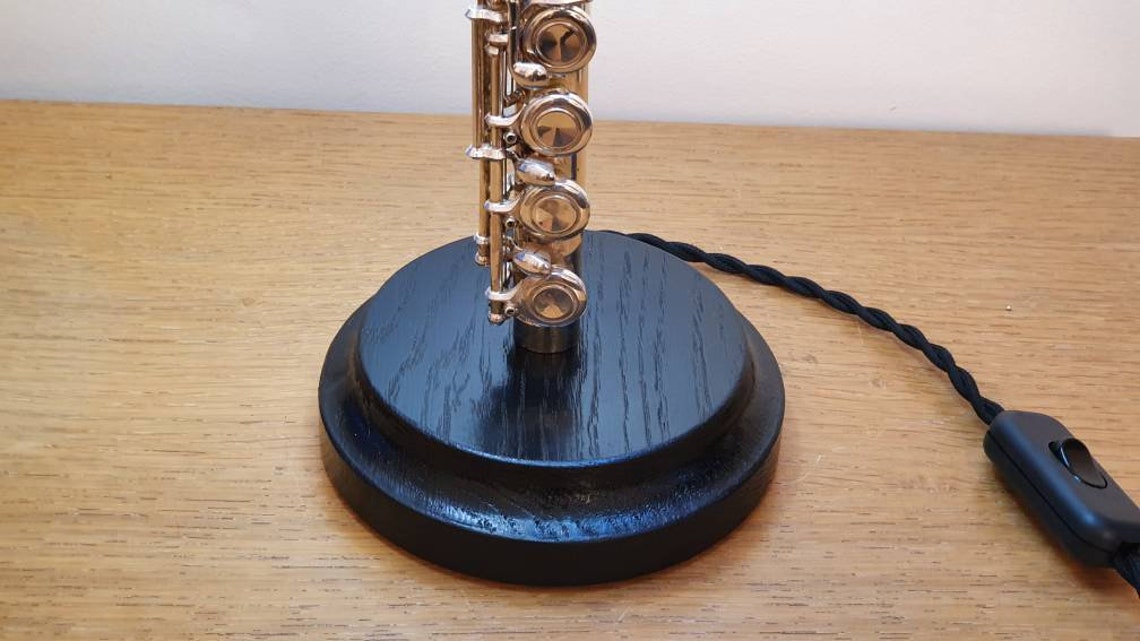 Silver Flute Lamp With Hardwood Base Upcycled No Shade - Etsy