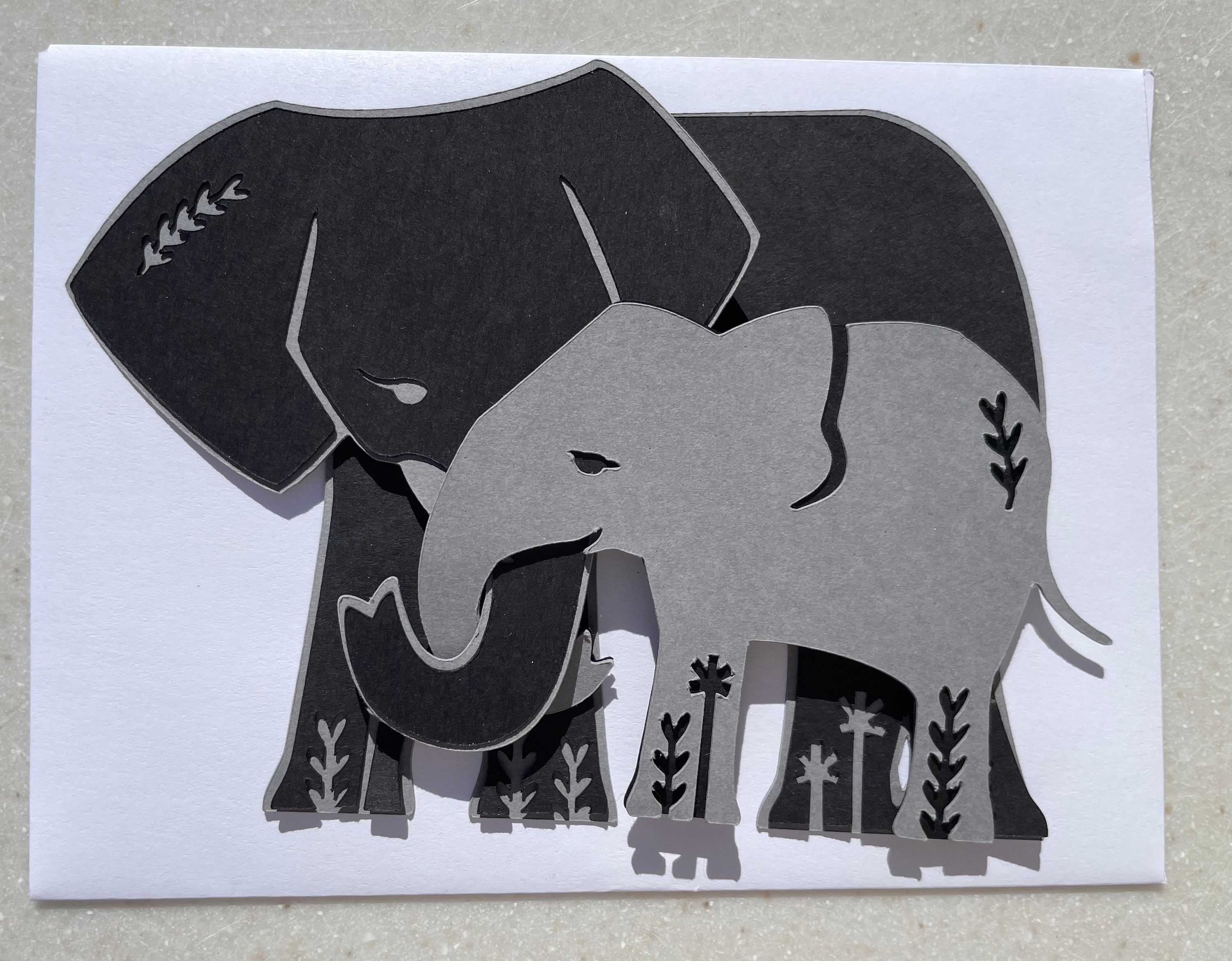 Elephant Card ~ Mom and Baby Elephant Card ~ Love Card ~ Mother's Day ...