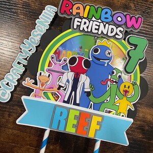 Rainbow Friends Cake Topper, Cake Topper, Kids Party Decor, Custom ...