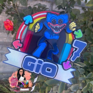 Huggy Wuggy Cake Topper, Gamer Cake Topper Huggy Wuggy, Video Game Cake ...