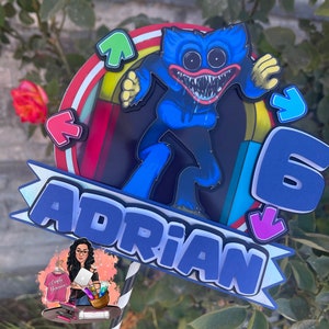 Huggy Wuggy Cake Topper, Gamer Cake Topper Huggy Wuggy, Video Game Cake ...