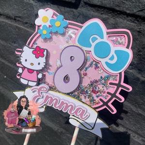 Hello Cake Topper, Kitty, Cat Topper, Pink Girly Cake Topper, Cake ...