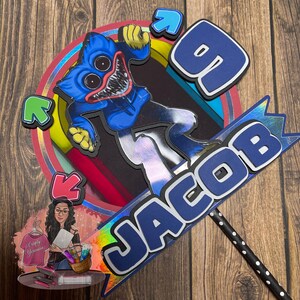 Huggy Wuggy Cake Topper, Gamer Cake Topper Huggy Wuggy, Video Game Cake ...