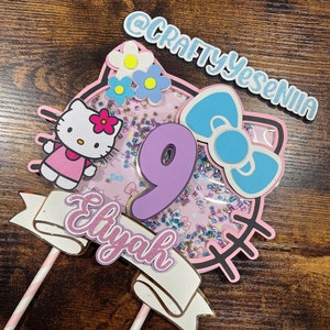 Hello Cake Topper, Kitty, Cat Topper, Pink Girly Cake Topper, Cake ...