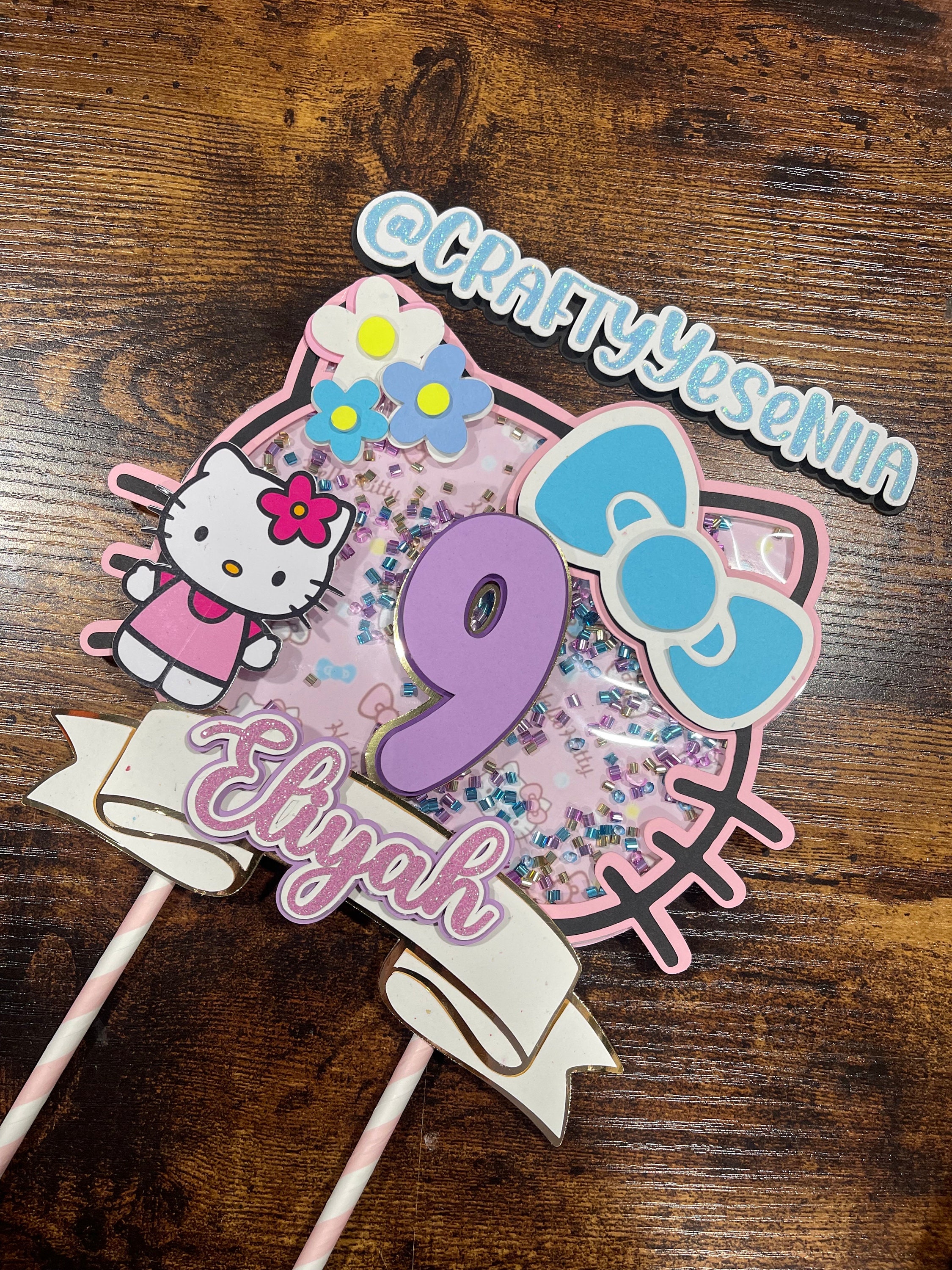 Hello Cake Topper, Kitty, Cat Topper, Pink Girly Cake Topper, Cake ...
