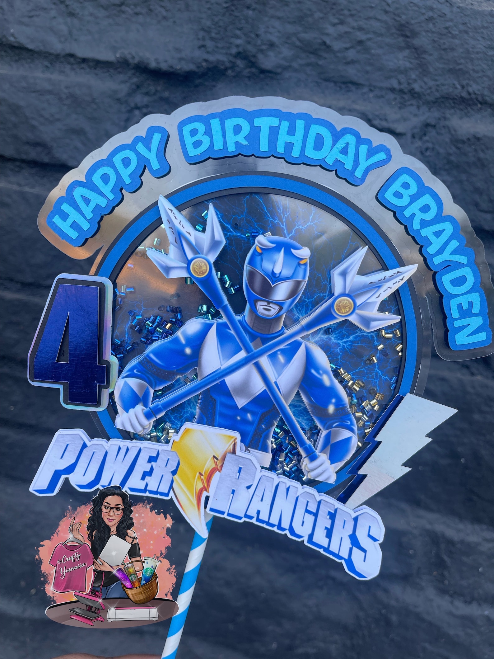 Power Cake Topper, Ranger Cake Topper, Personalized, Shaker Cake Topper ...