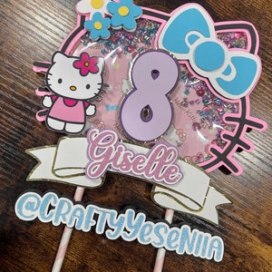Hello Cake Topper, Kitty, Cat Topper, Pink Girly Cake Topper, Cake ...