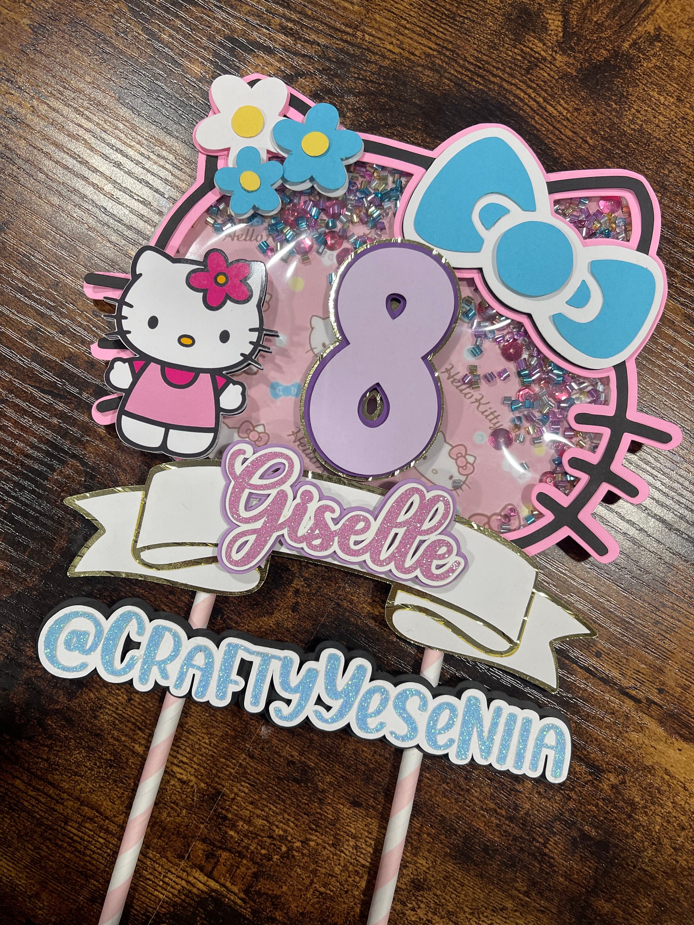 Hello Cake Topper, Kitty, Cat Topper, Pink Girly Cake Topper, Cake ...