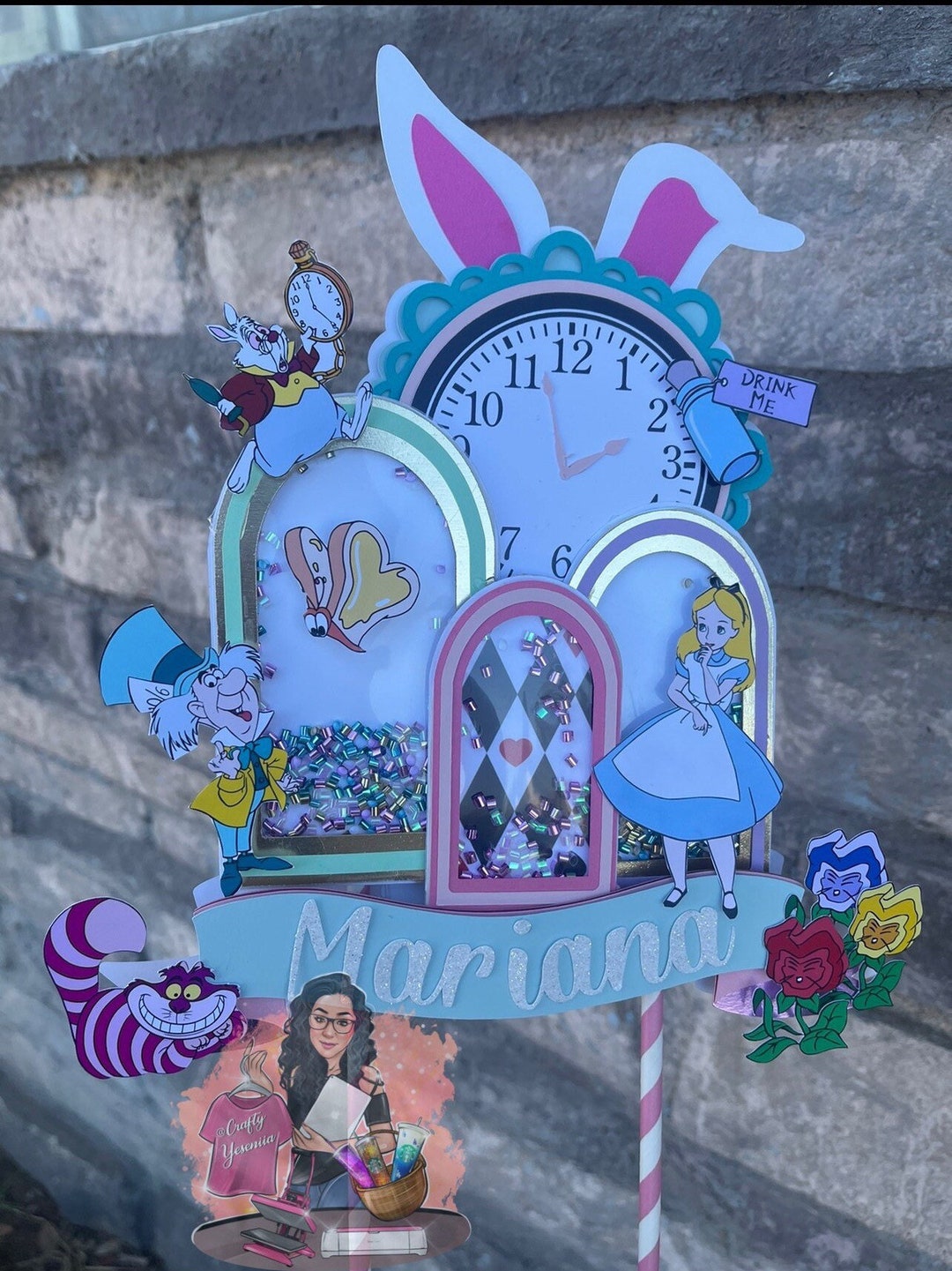Alice in Wonderland Custom Cake Topper, Shaker Cake Topper, Alice ...