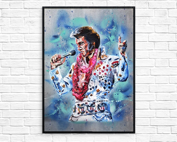 Elvis Painting A3 Poster Print Hand Signed by kyleblain_art - Etsy