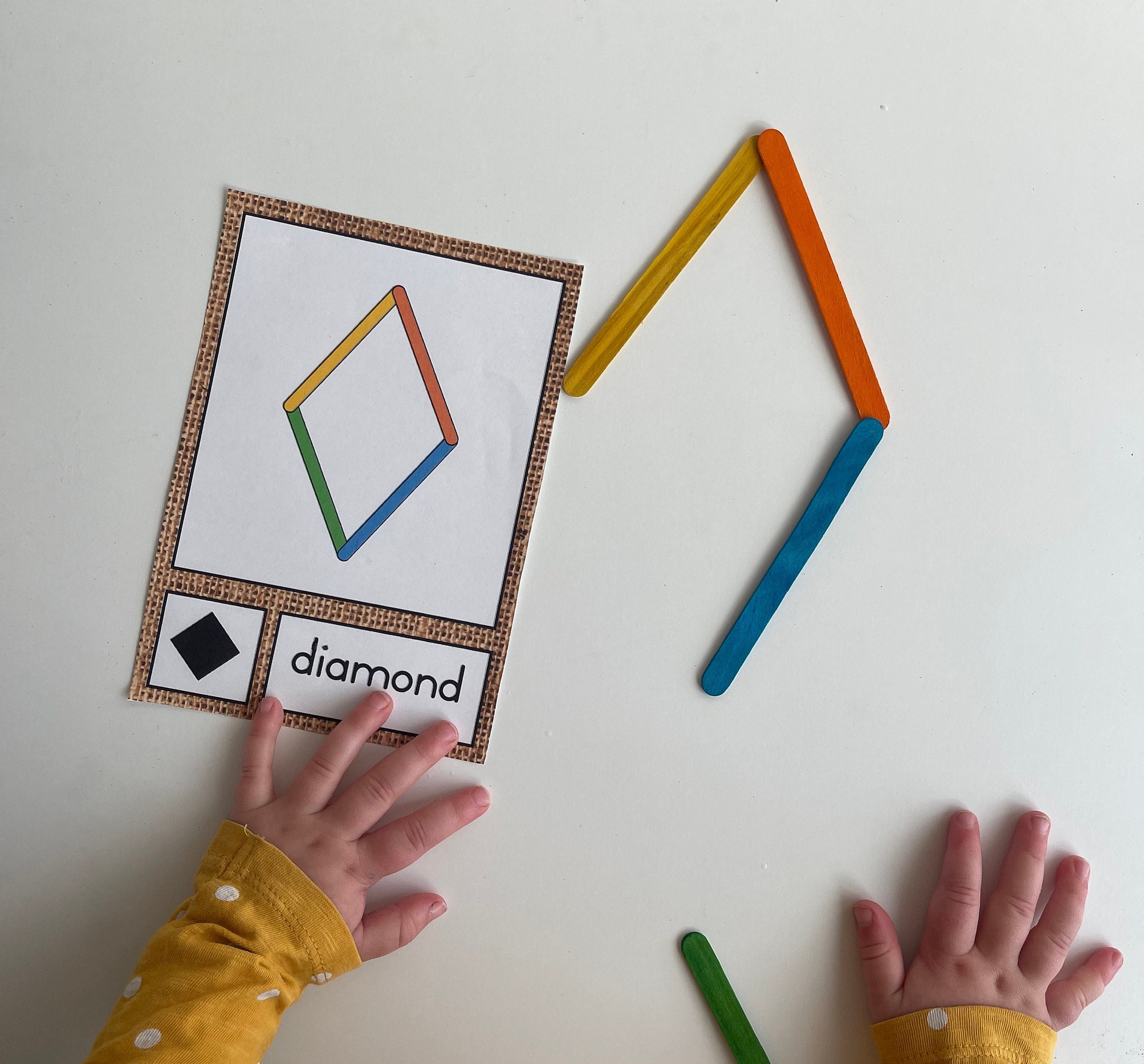 Popsicle Stick Activity Card for Toddlers | Shape Flashcards for ...