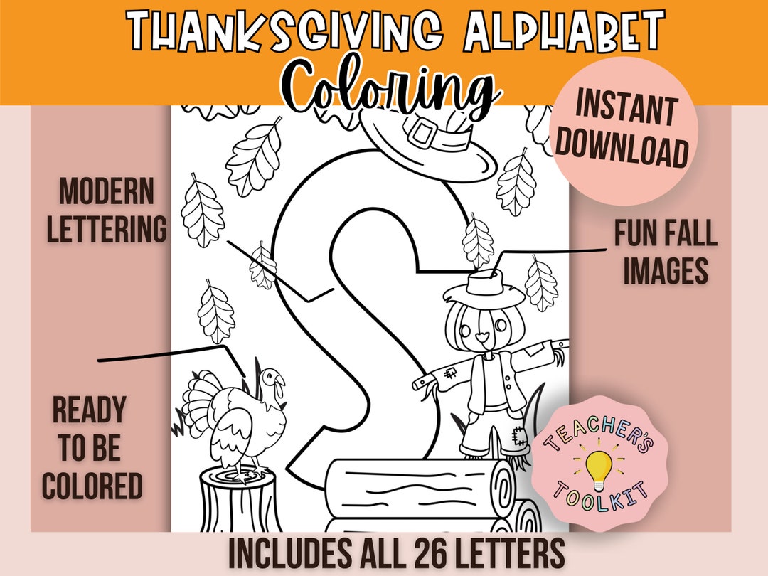 Thanksgiving Coloring Sheets | Alphabet Activity | Printable Coloring ...