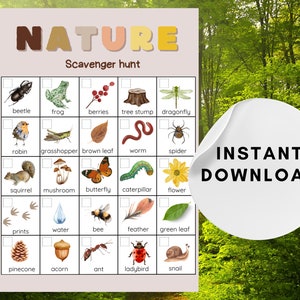 Printable Nature Scavenger Hunt for Kids| Outdoor Team Work Game ...