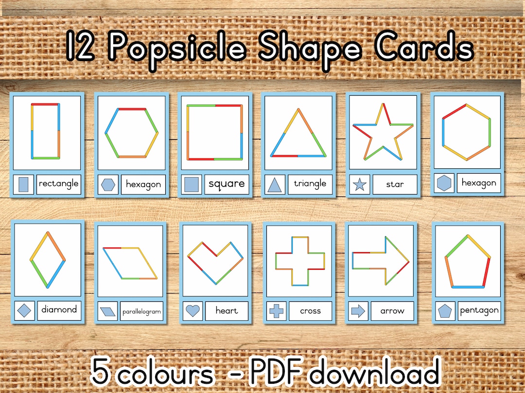 Popsicle Stick Activity Card for Toddlers, Shape Flashcards for ...