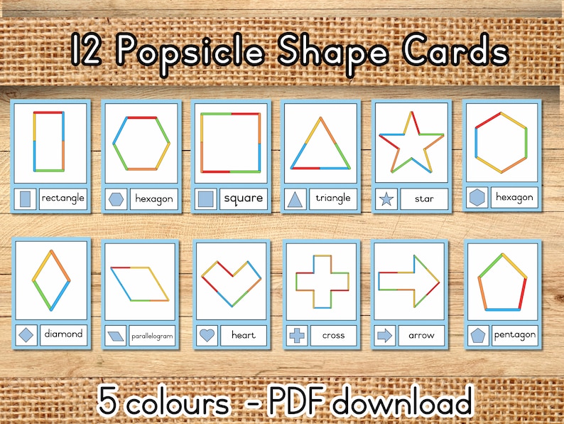 Popsicle Stick Activity Card for Toddlers, Shape Flashcards for ...