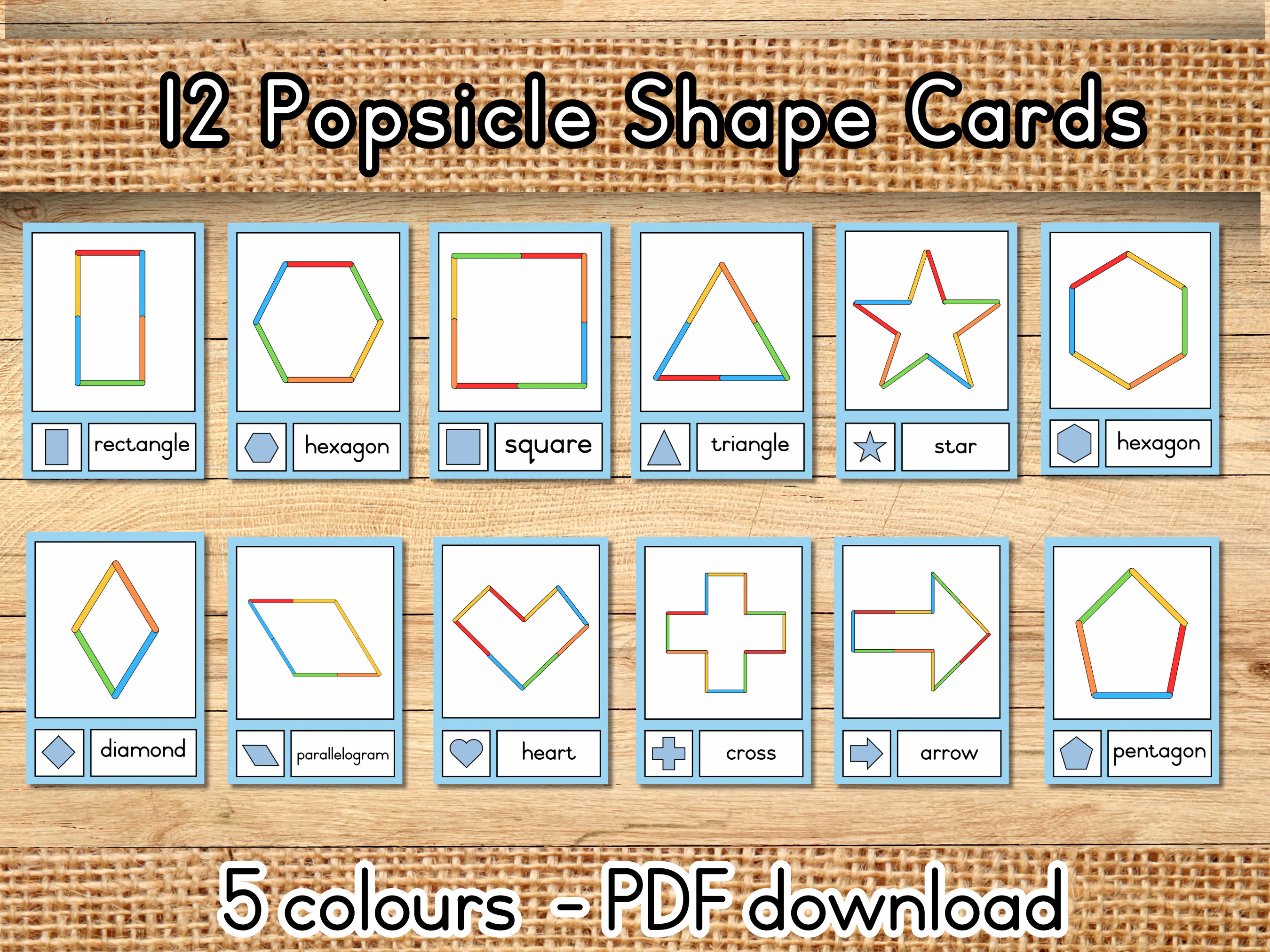 Popsicle Stick Activity Card for Toddlers, Shape Flashcards for ...