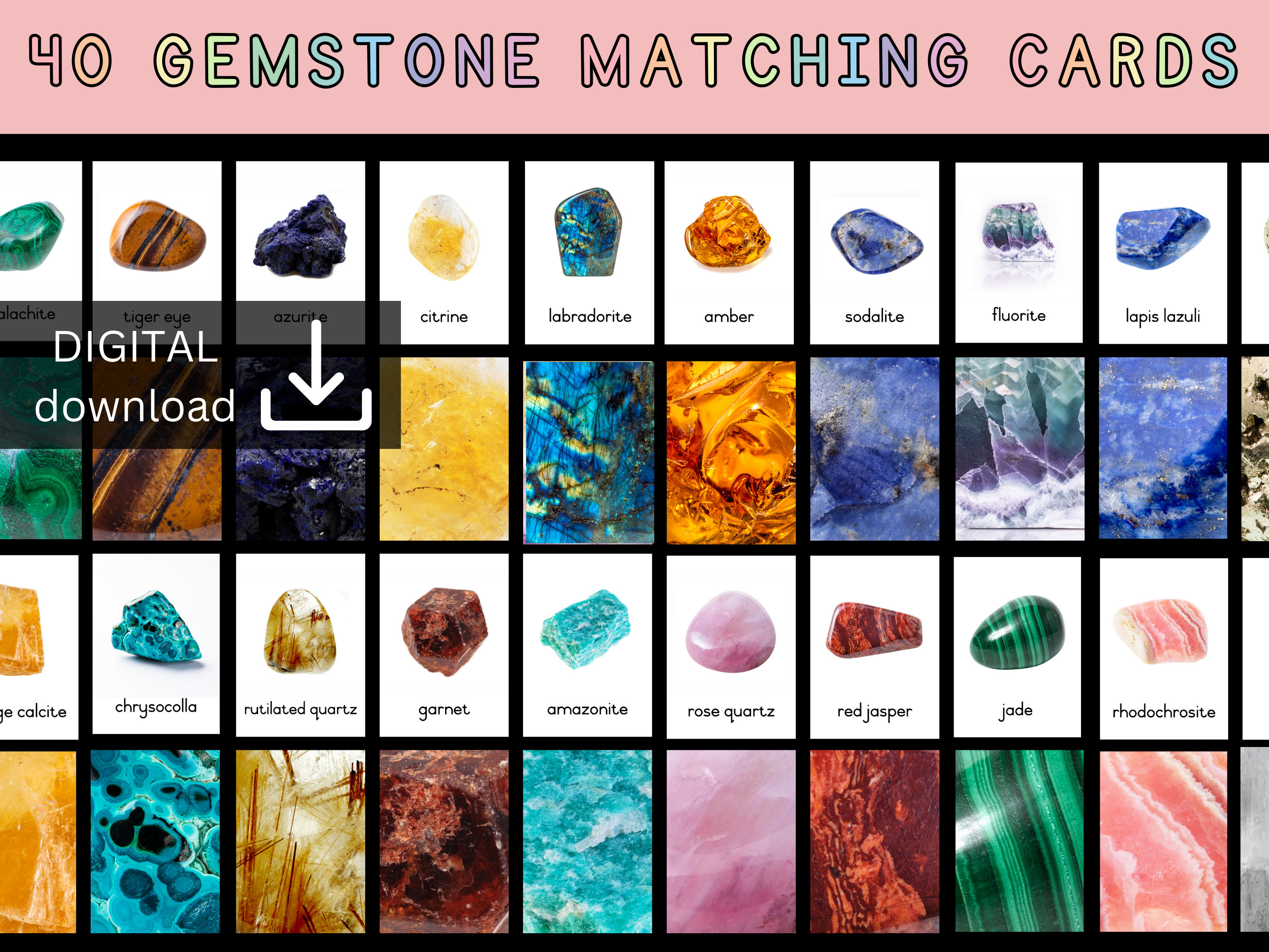 Gemstones Printable Flashcards | Minerals and Crystals Matching ...