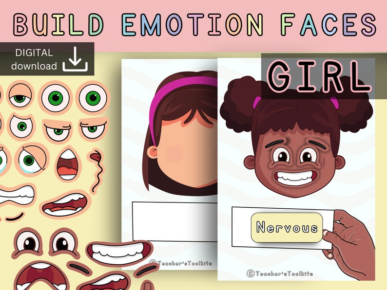 Emotion Flashcards Printable | Build a Face Activity | Emotional ...