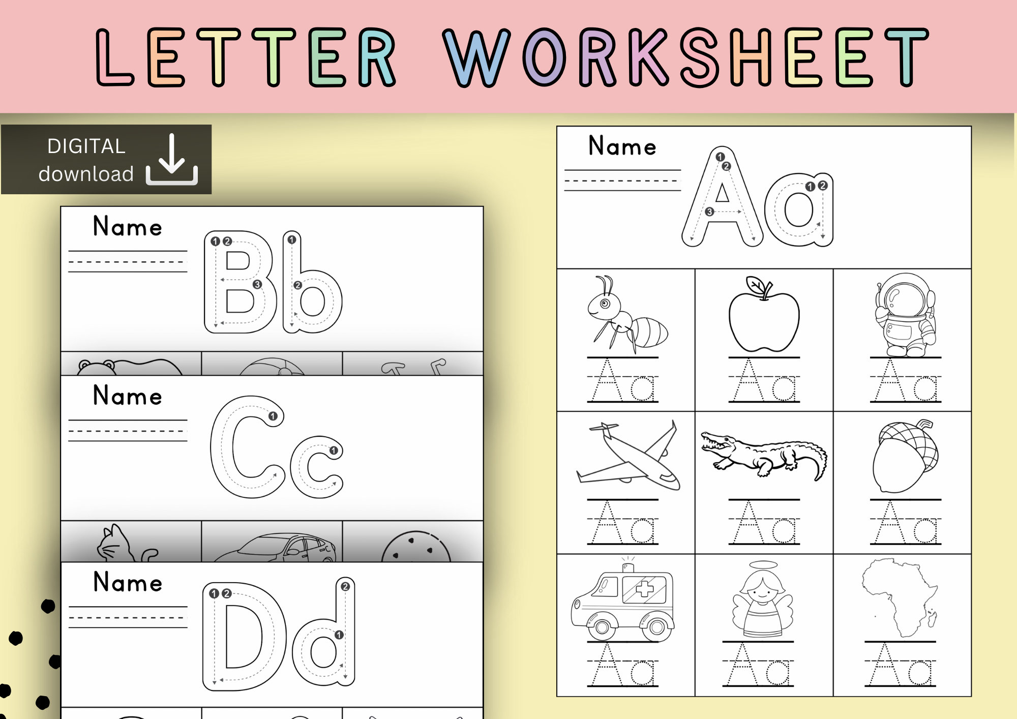 26 ABC Printable Alphabet Sounds Worksheets Letter Formation Practice ...
