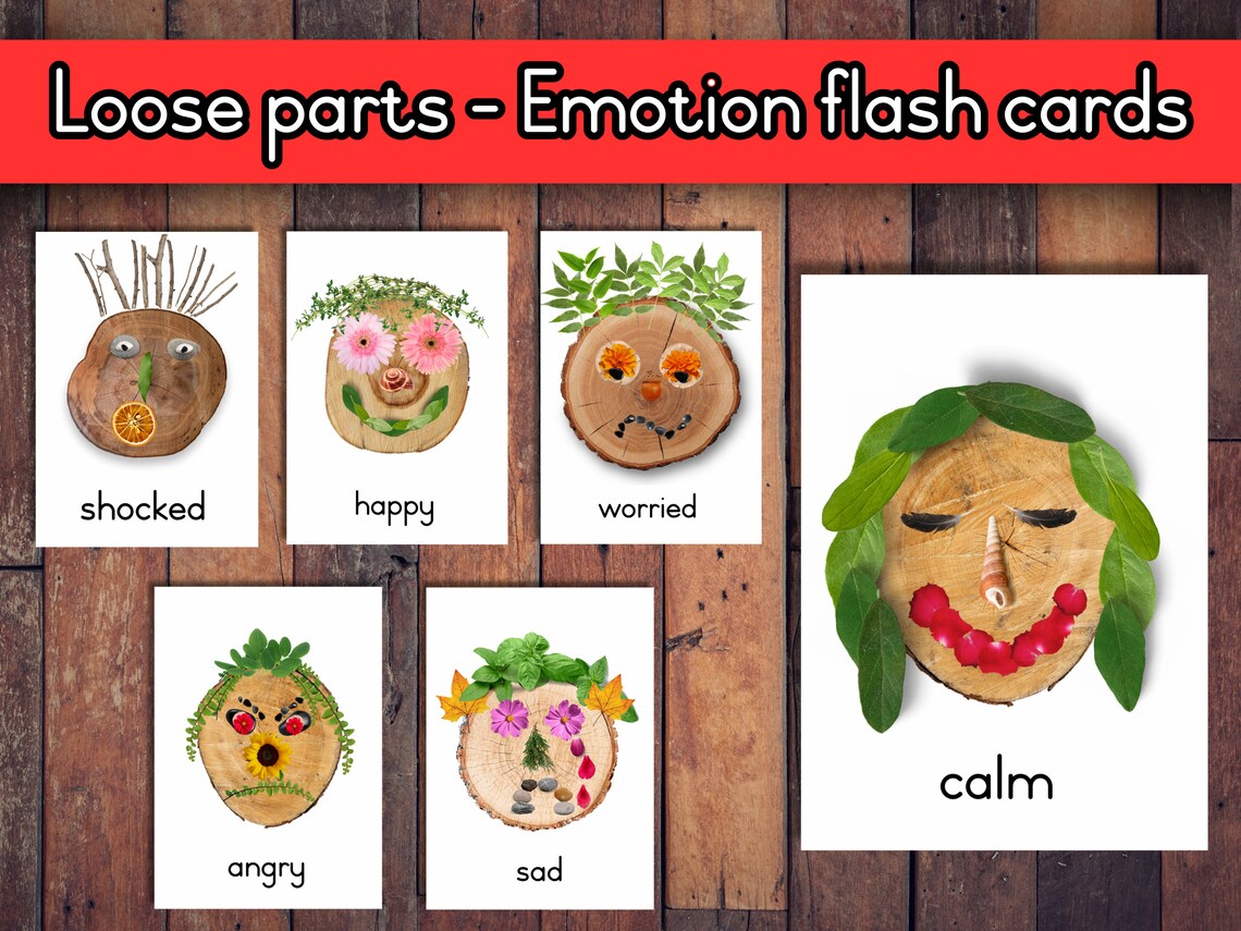 Loose Parts Play Emotions Activity, Feelings Flashcard, Reggio Inspired ...
