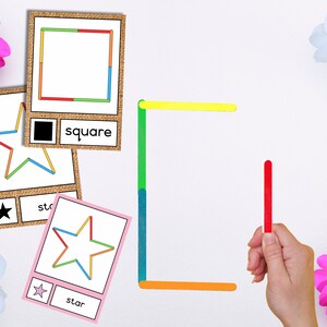 Popsicle Stick Activity Card for Toddlers, Shape Flashcards for ...