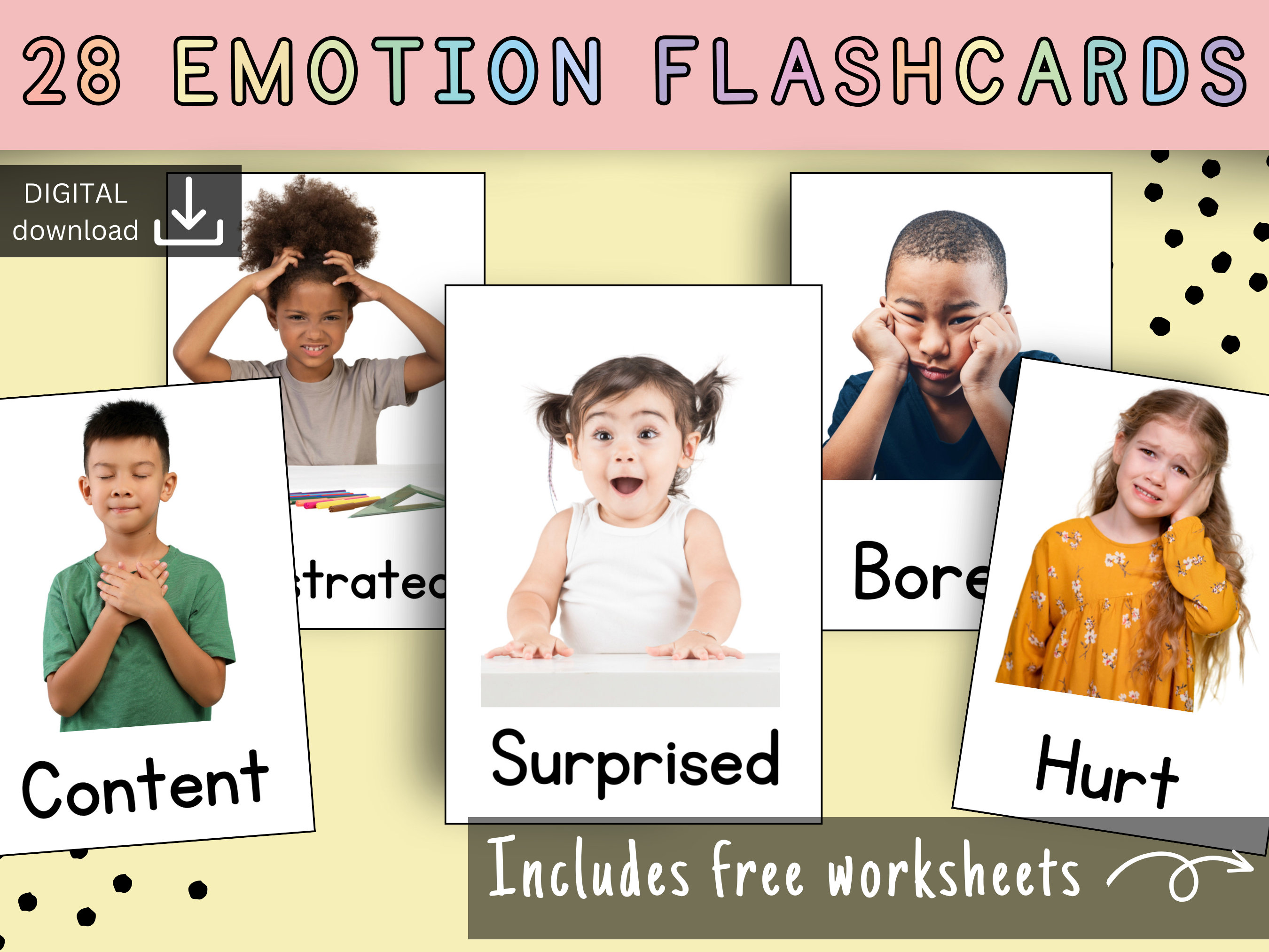 Photo Emotion Flashcards Printable | Features Real Children Photo ...
