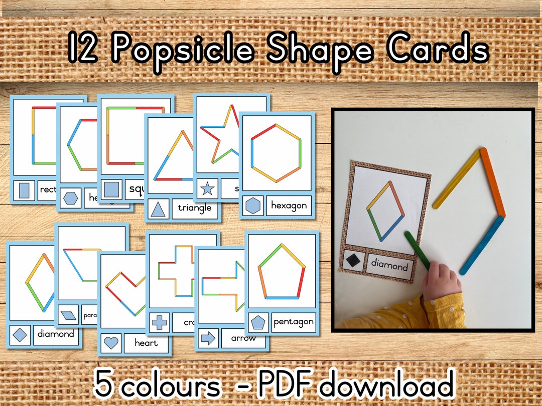 Popsicle Stick Activity Card for Toddlers Shape Flashcards - Etsy