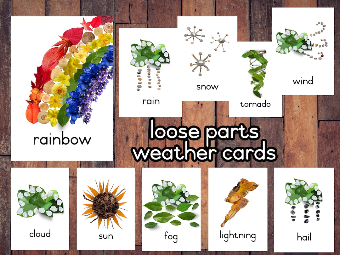 Loose Parts Play Weather Learning Nature Flash Cards Montessori Reggio ...