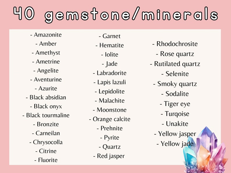 Gemstones Printable Flashcards | Minerals and Crystals Matching ...