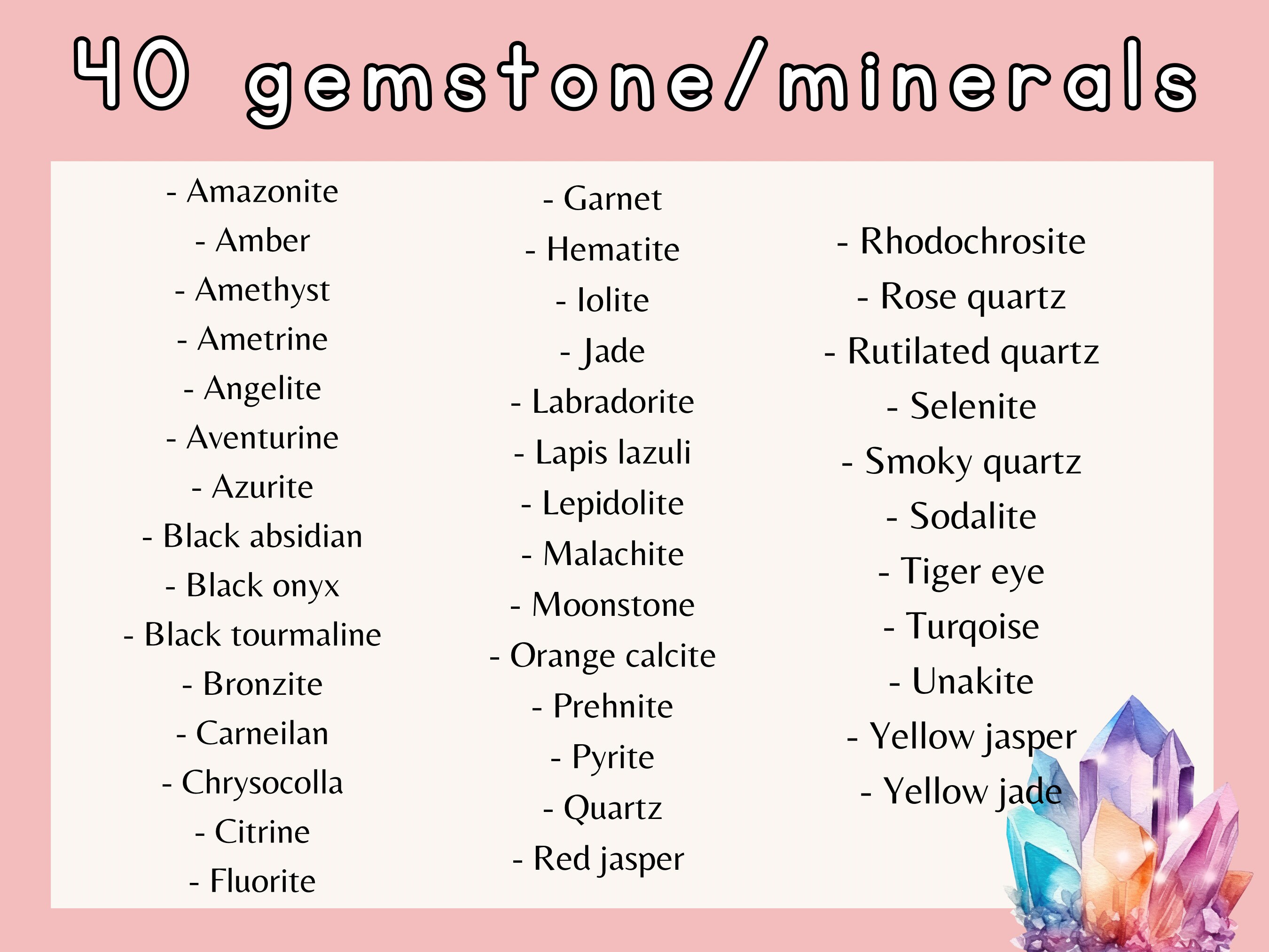 Gemstones Printable Flashcards | Minerals and Crystals Matching ...