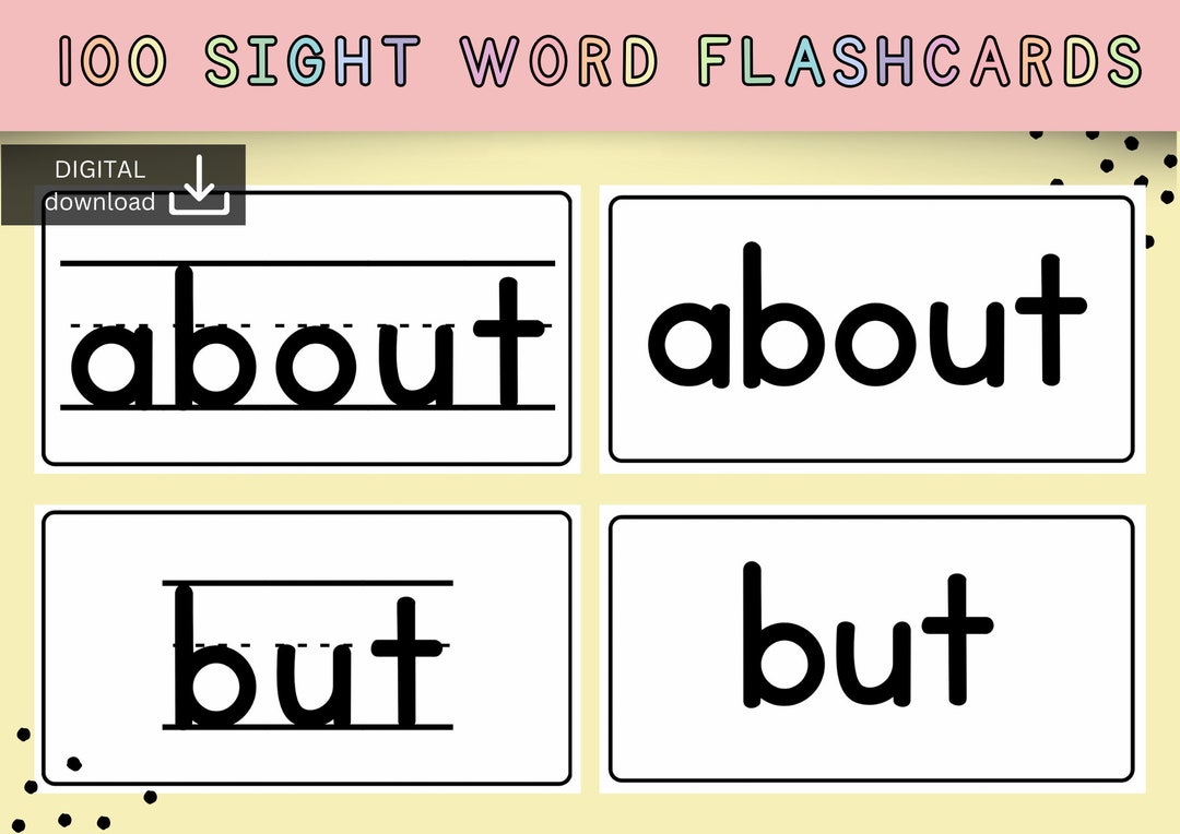 Printable Fry's 100 Sight Word Flashcards | Kindergarten-1st Grade ...